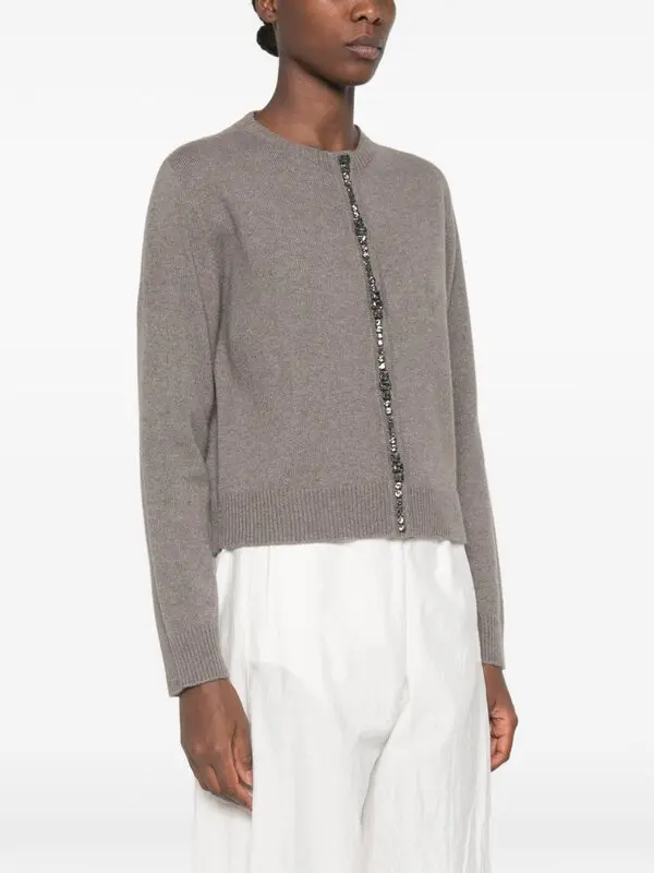 Fabiana Filippi Embellished Wool Cardigan - Brown