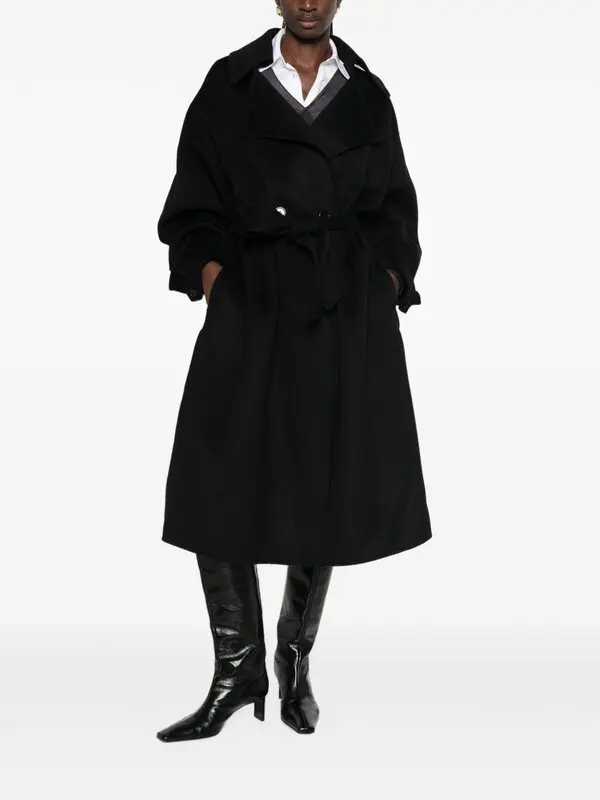 THE FRANKIE SHOP Issen Wool Blend Long Coat - Black