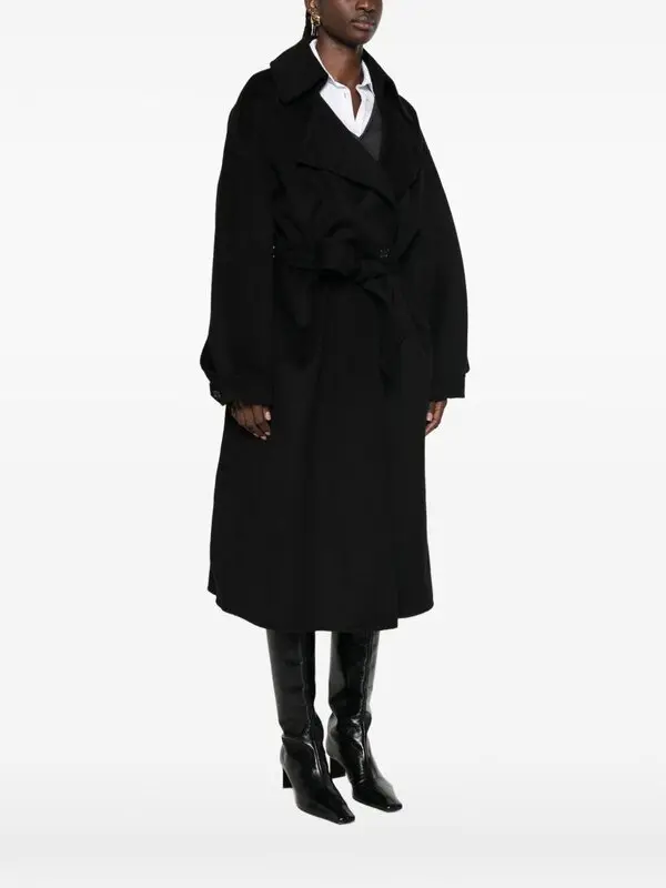 THE FRANKIE SHOP Issen Wool Blend Long Coat - Black