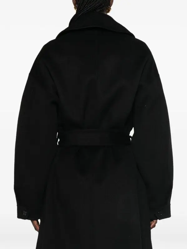 THE FRANKIE SHOP Issen Wool Blend Long Coat - Black