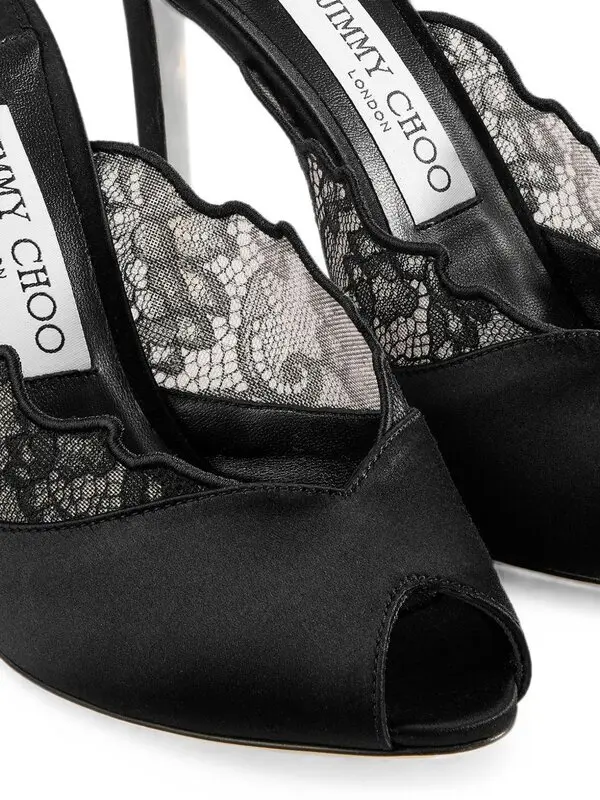 JIMMY CHOO Brigitte Lace Mules - Black