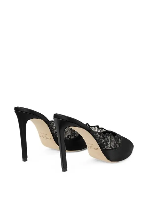 JIMMY CHOO Brigitte Lace Mules - Black