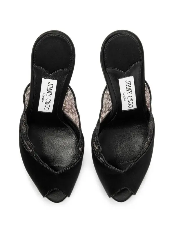 JIMMY CHOO Brigitte Lace Mules - Black