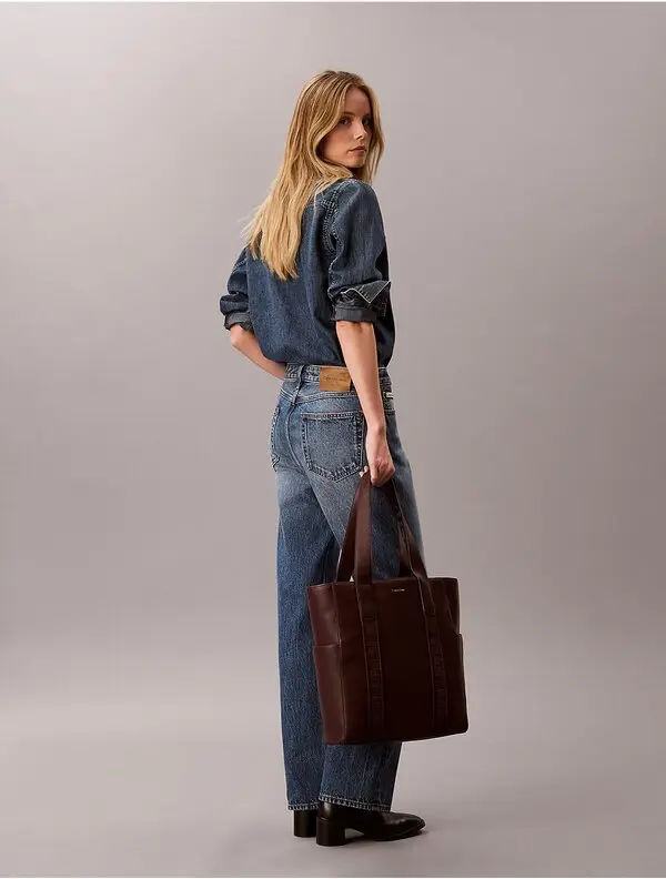 Calvin Klein Webbing Strap Tote Bag - Fudge