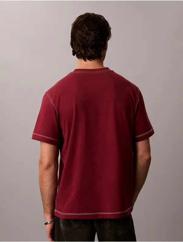 Calvin Klein Varsity Logo Washed Easy Tee - Rhododendron