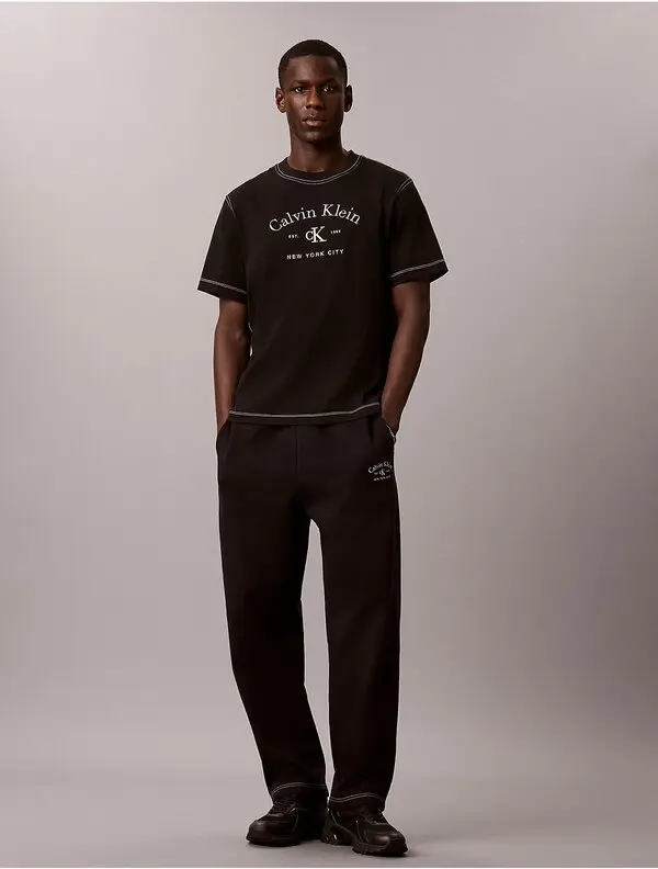 Calvin Klein Stitch Arch Logo Graphic Sweatpants - Black