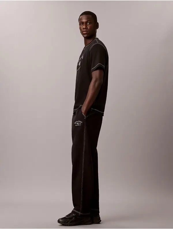 Calvin Klein Stitch Arch Logo Graphic Sweatpants - Black