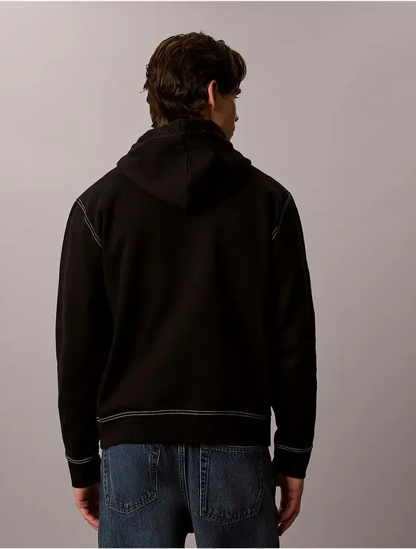 Calvin Klein Stitch Arch Logo Graphic Hoodie - Black