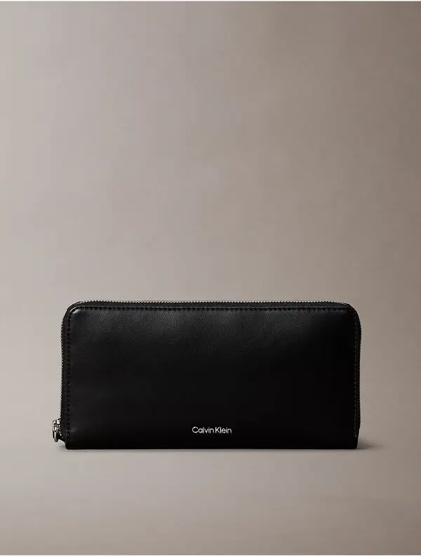 Calvin Klein Signature Logo Strap Zip Wallet - Black