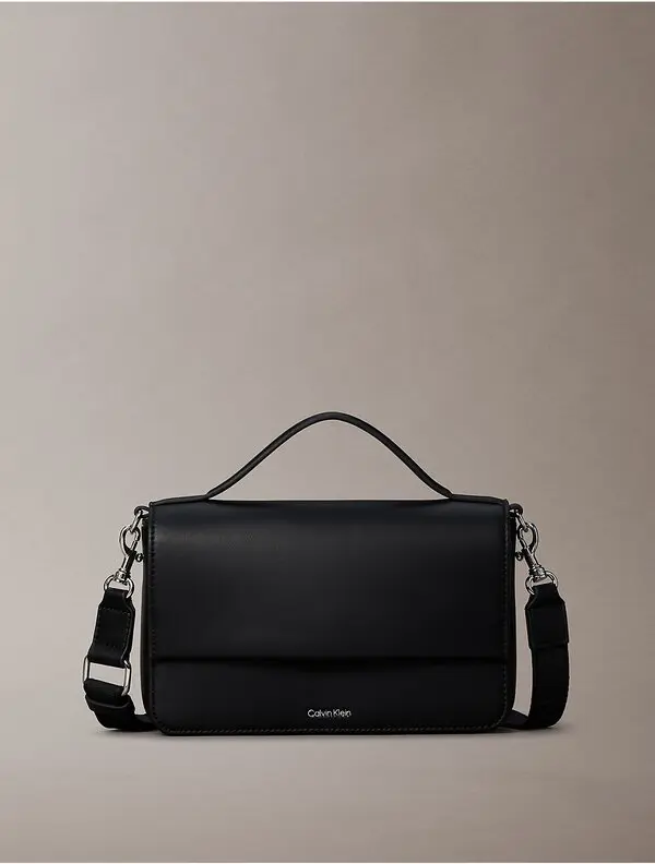 Calvin Klein Signature Logo Strap Flap Phone Crossbody - Black