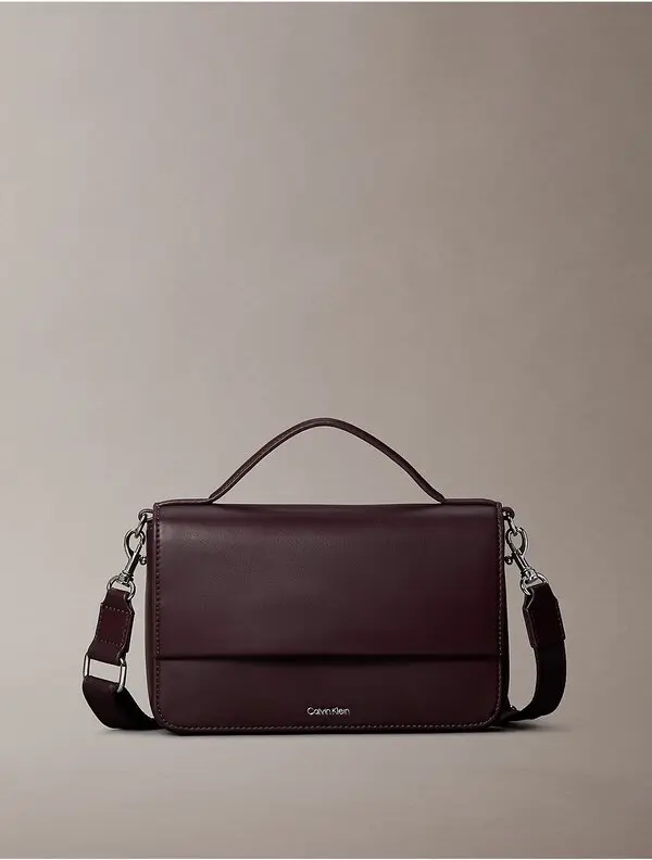 Calvin Klein Signature Logo Strap Flap Phone Crossbody - Fudge