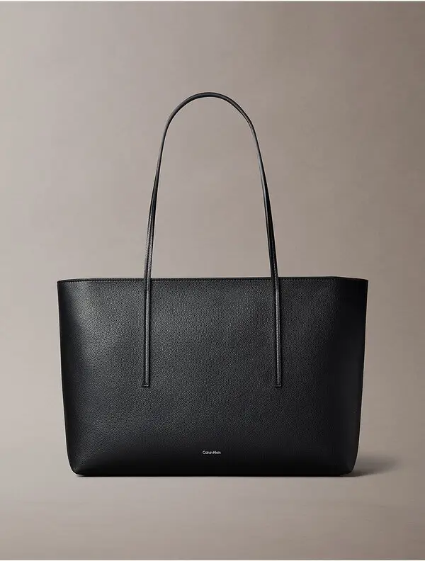 Calvin Klein Embossed Logo Zip Tote Bag - Black