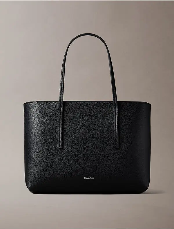 Calvin Klein Embossed Logo Small Tote Bag - Black