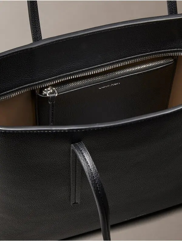 Calvin Klein Embossed Logo Small Tote Bag - Black