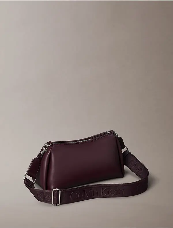 Calvin Klein Signature Logo Strap Small Shoulder Bag - Fudge