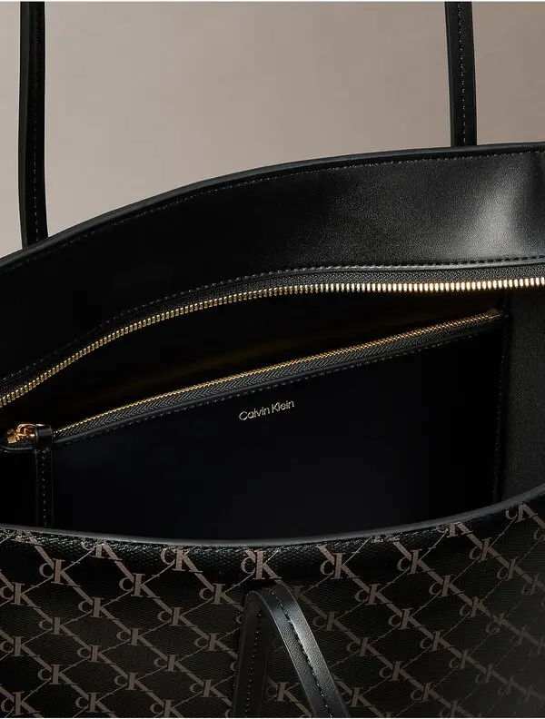 Calvin Klein Coated Monogram Zip Tote Bag