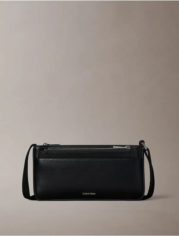 Calvin Klein Signature Logo Strap Zip Phone Crossbody - Black