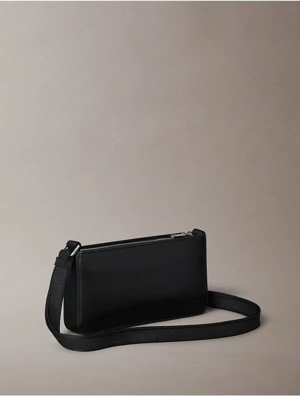 Calvin Klein Signature Logo Strap Zip Phone Crossbody - Black
