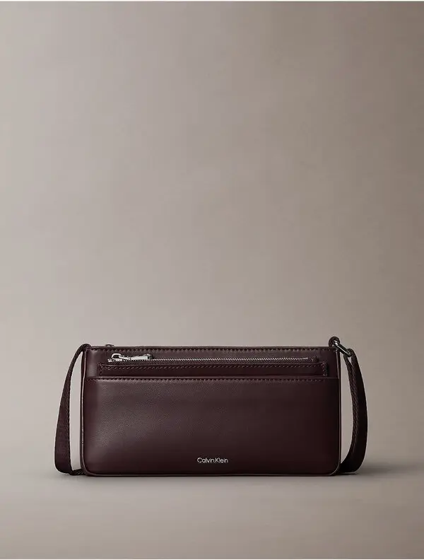Calvin Klein Signature Logo Strap Zip Phone Crossbody - Fudge