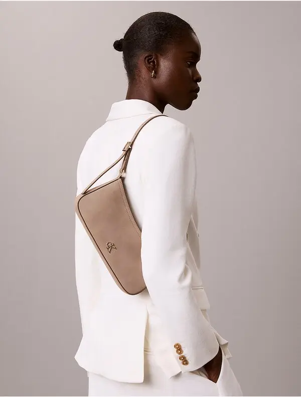 Calvin Klein Sueded Minimal Monogram Shoulder Bag