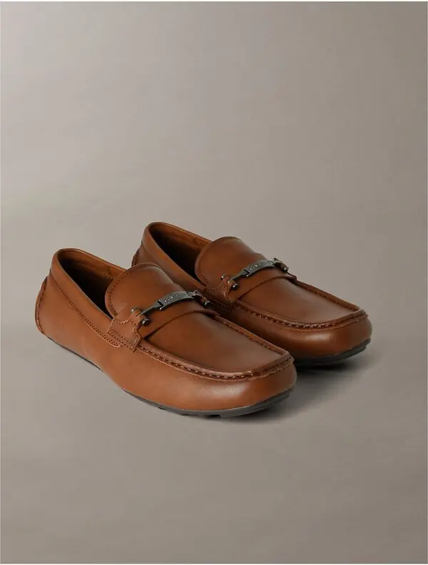 Calvin Klein Oimen Driving Loafers With Signature Hardware - Light Brown