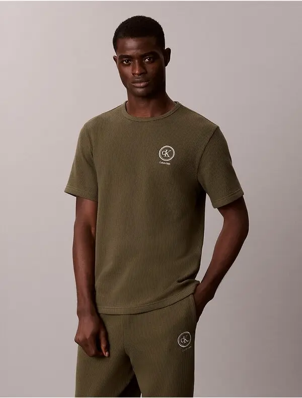 Calvin Klein Brushed Waffle Sleep Tee - Olive Night