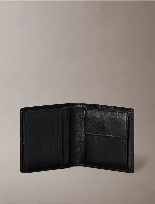 Calvin Klein Allover Emblem Logo Trifold Wallet With Coin Pouch