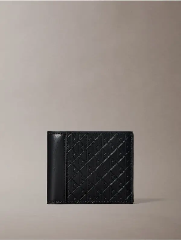 Calvin Klein Allover Emblem Logo Bifold Wallet With Coin Pouch