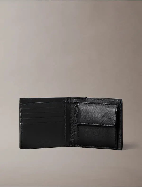 Calvin Klein Allover Emblem Logo Bifold Wallet With Coin Pouch