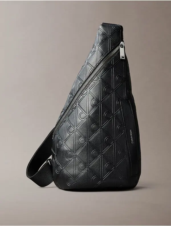 Calvin Klein Debossed Allover Emblem Logo Sling Bag