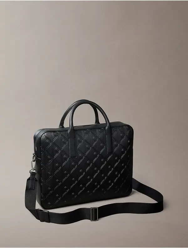 Calvin Klein Debossed Allover Emblem Logo Commuter Bag