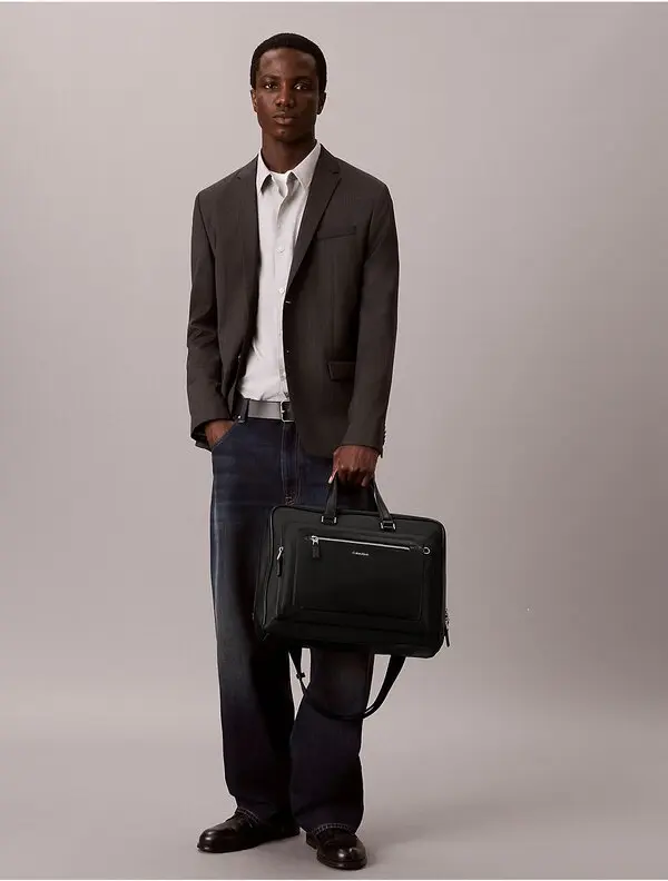 Calvin Klein Raised Logo Slim Commuter Bag