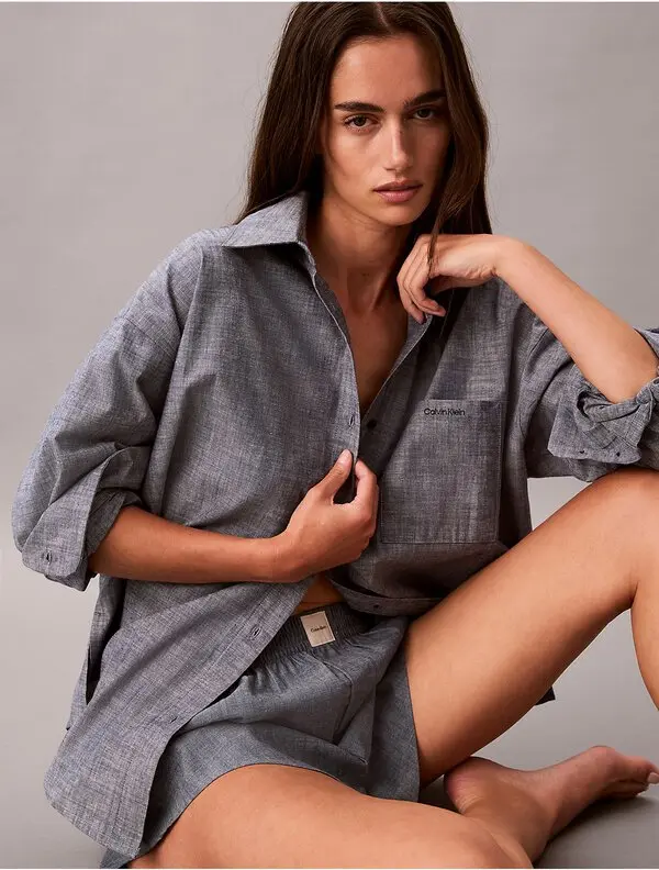 Calvin Klein Chambray Button-down Sleep Shirt