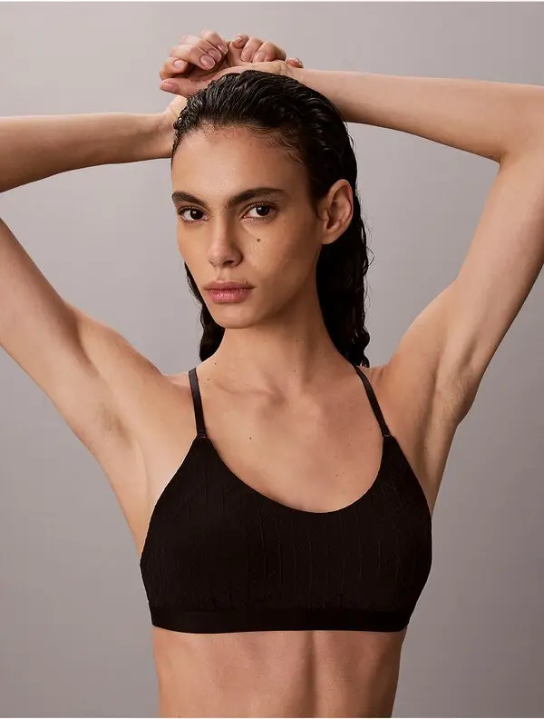 Calvin Klein Embossed Emblem Lightly Lined Bralette - Black