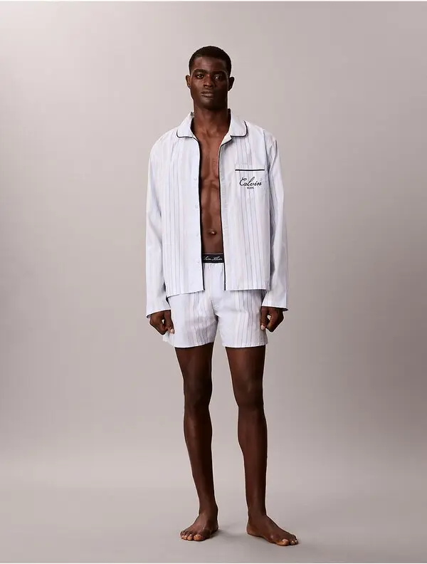 Calvin Klein Cotton Poplin Script Button-down Sleep Shirt