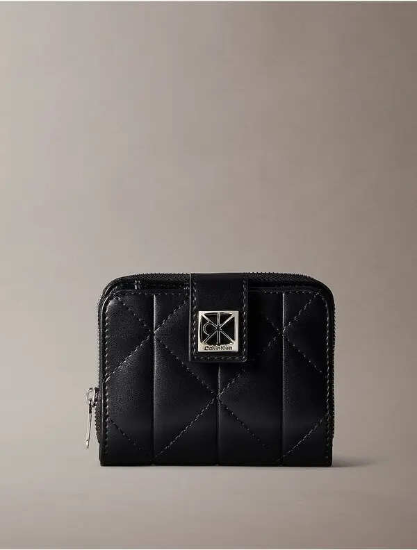 Calvin Klein Quilted Emblem Flap Zip Wallet
