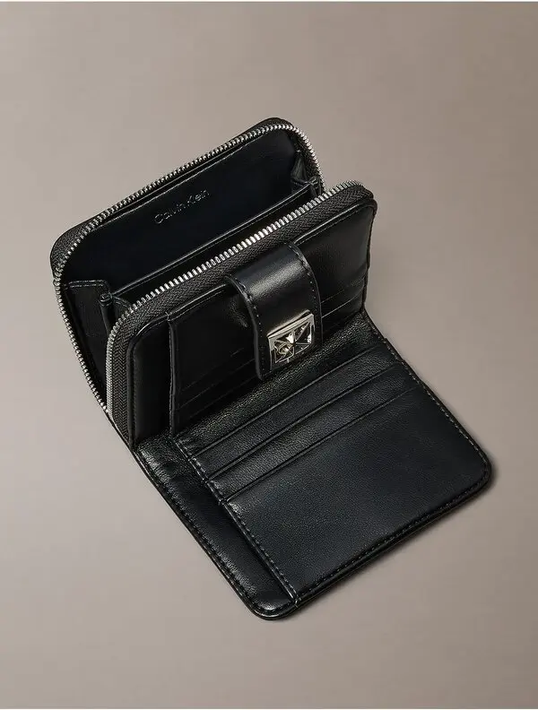 Calvin Klein Quilted Emblem Flap Zip Wallet