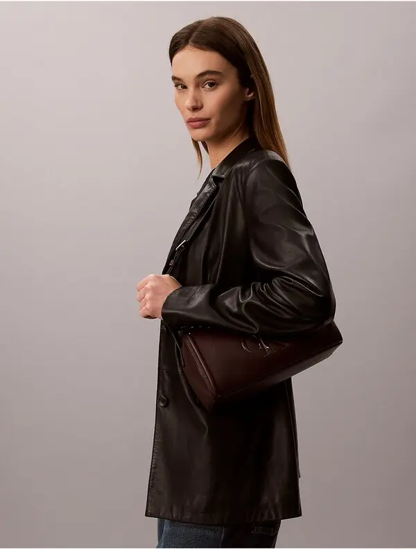 Calvin Klein Bold Monogram Slouchy Shoulder Bag - Fudge