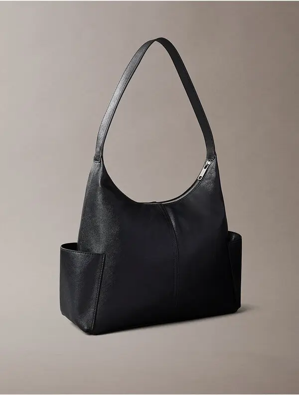 Calvin Klein Embossed Monologo Pocket Shoulder Bag - Black