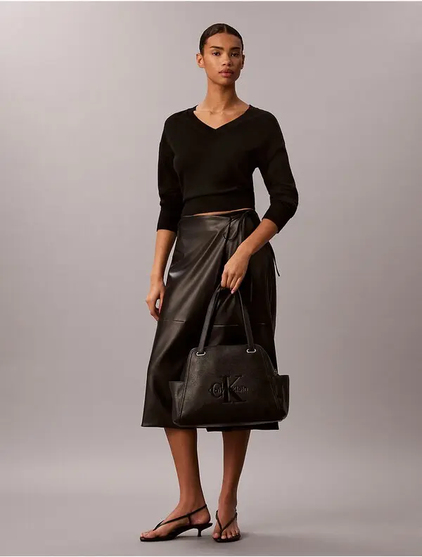 Calvin Klein Embossed Monologo Pocket Tote Bag