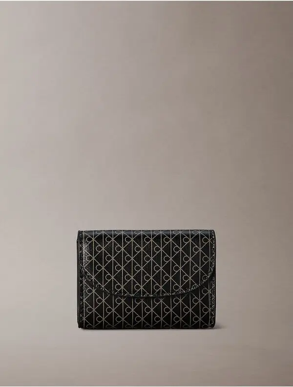 Calvin Klein Allover Emblem Logo Coin Wallet - Black