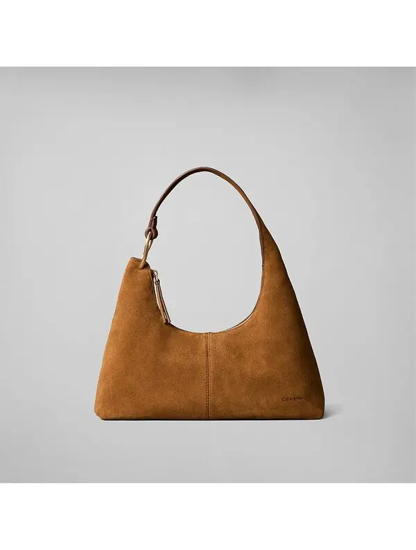 Calvin Klein Slouchy Suede Shoulder Bag - Nuthatch