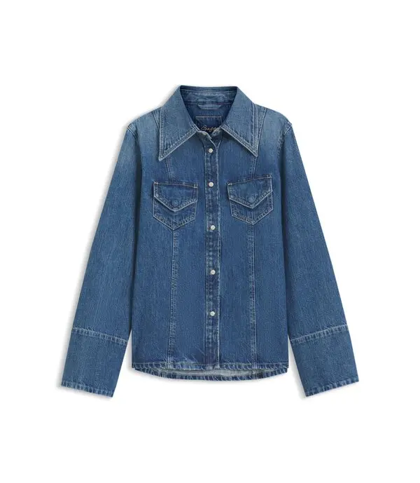 BOSS Slim-fit Denim Blouse With Flared Sleeves