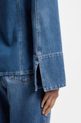 BOSS Slim-fit Denim Blouse With Flared Sleeves