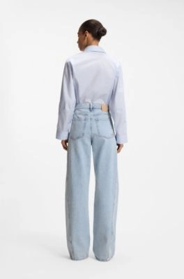 BOSS High-rise Wide-leg Jeans With Contrast Stitching