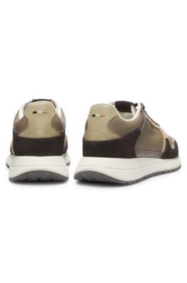 BOSS Running-style Leather Sneakers With Suede Trim