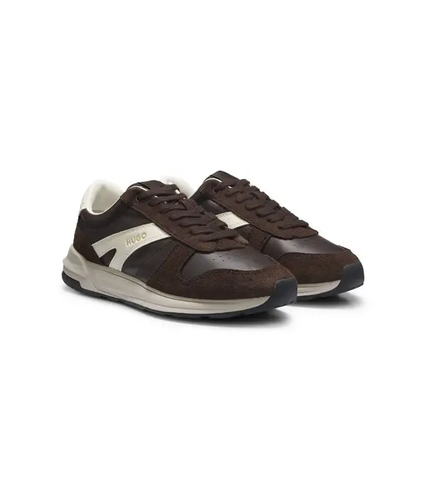 Hugo Suede Sneakers With Gold-tone Foil Logo