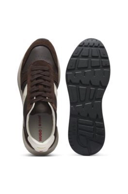 Hugo Suede Sneakers With Gold-tone Foil Logo