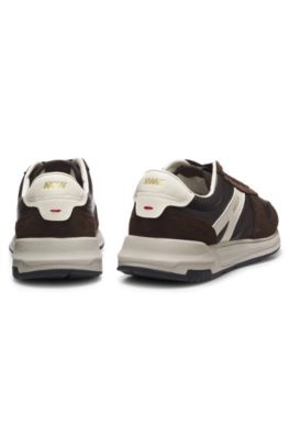 Hugo Suede Sneakers With Gold-tone Foil Logo