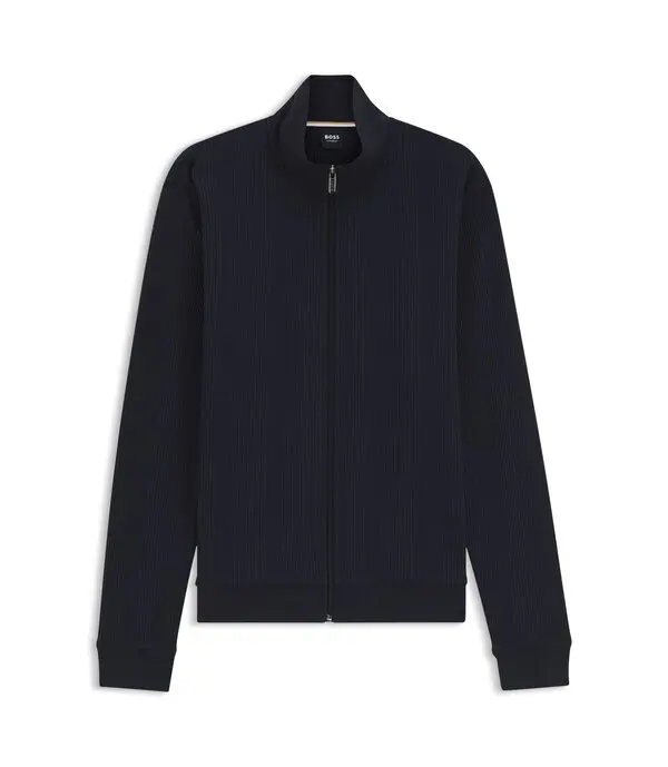 BOSS Cotton-blend Jacket With Waffle Structure And Stand Collar